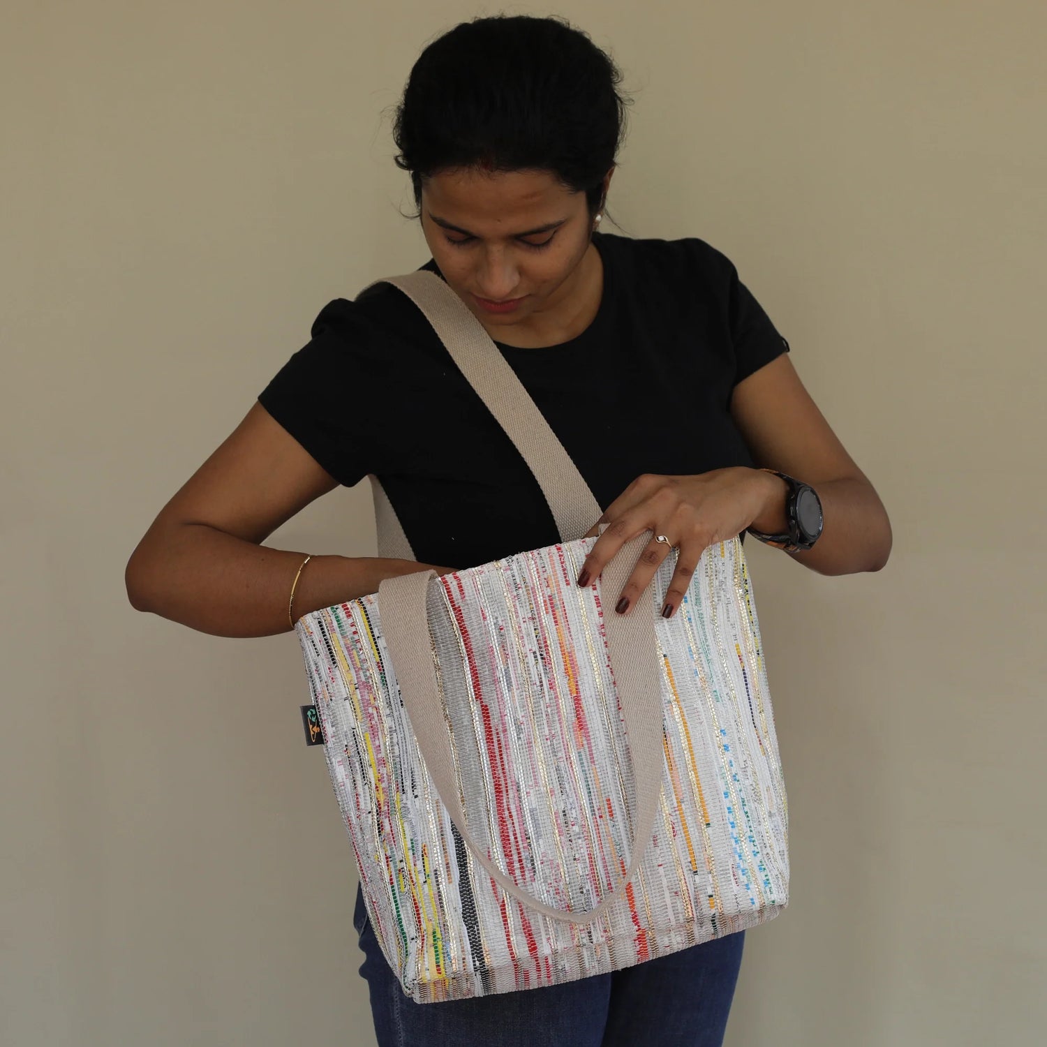 reCharkha Upcycled Handwoven products made from Waste Plastic bags and ...