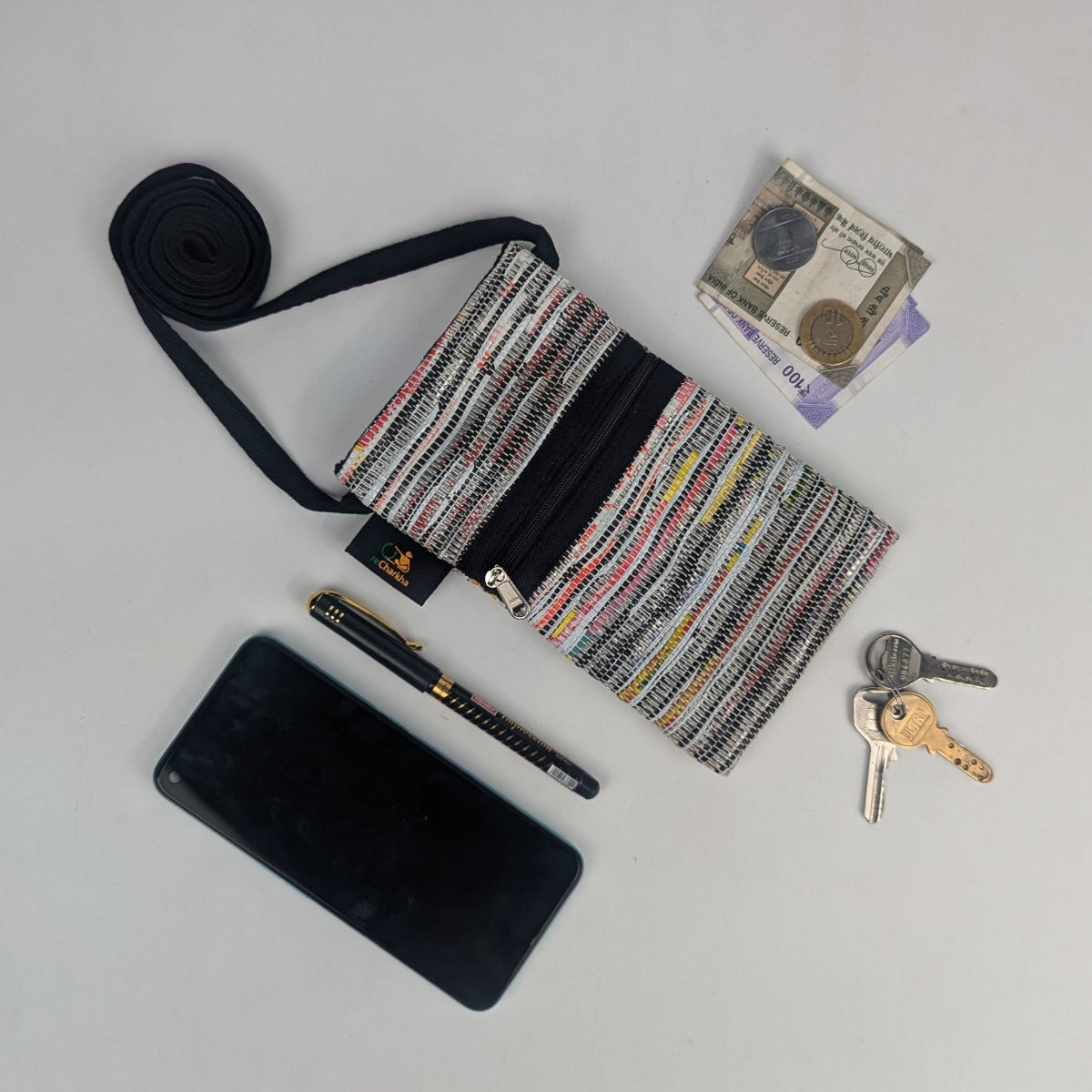 Upcycled Handwoven Mobile Sling (MSL0126-002) PS_W – reCharkha - The ...